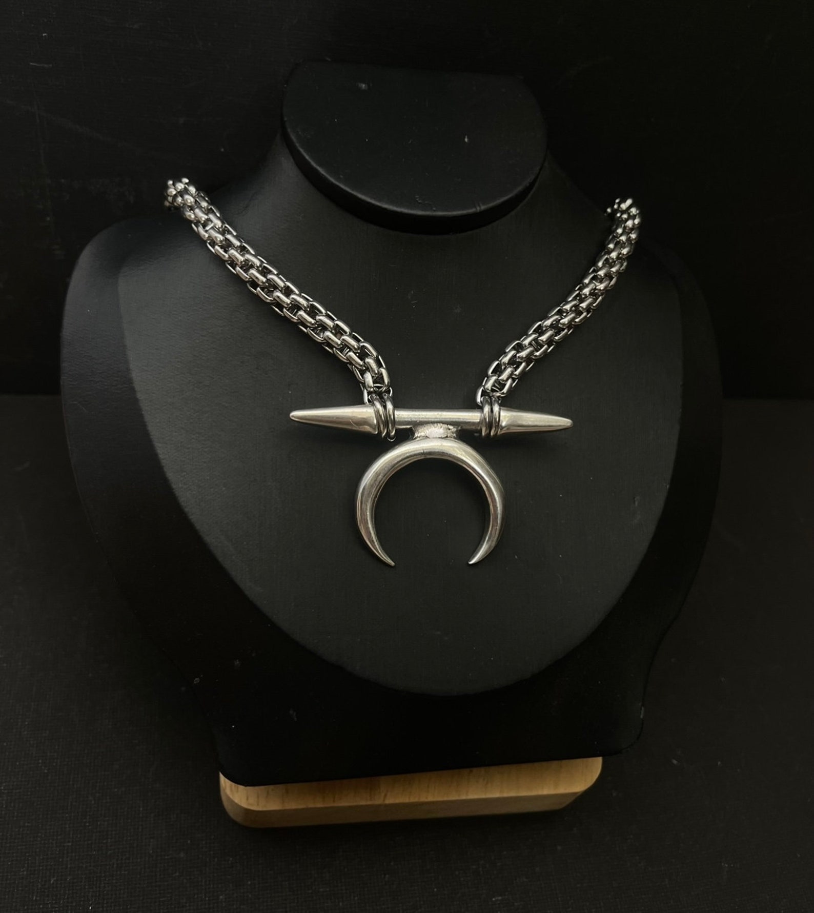 Dark Moon Choker Statement Moon Collar Punk Necklace - Etsy