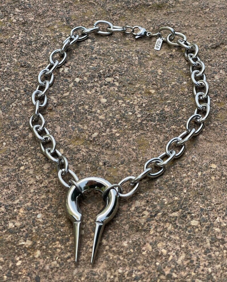 Spike Chain Choker Necklace Gothic Jewelry Spike Necklace - Etsy