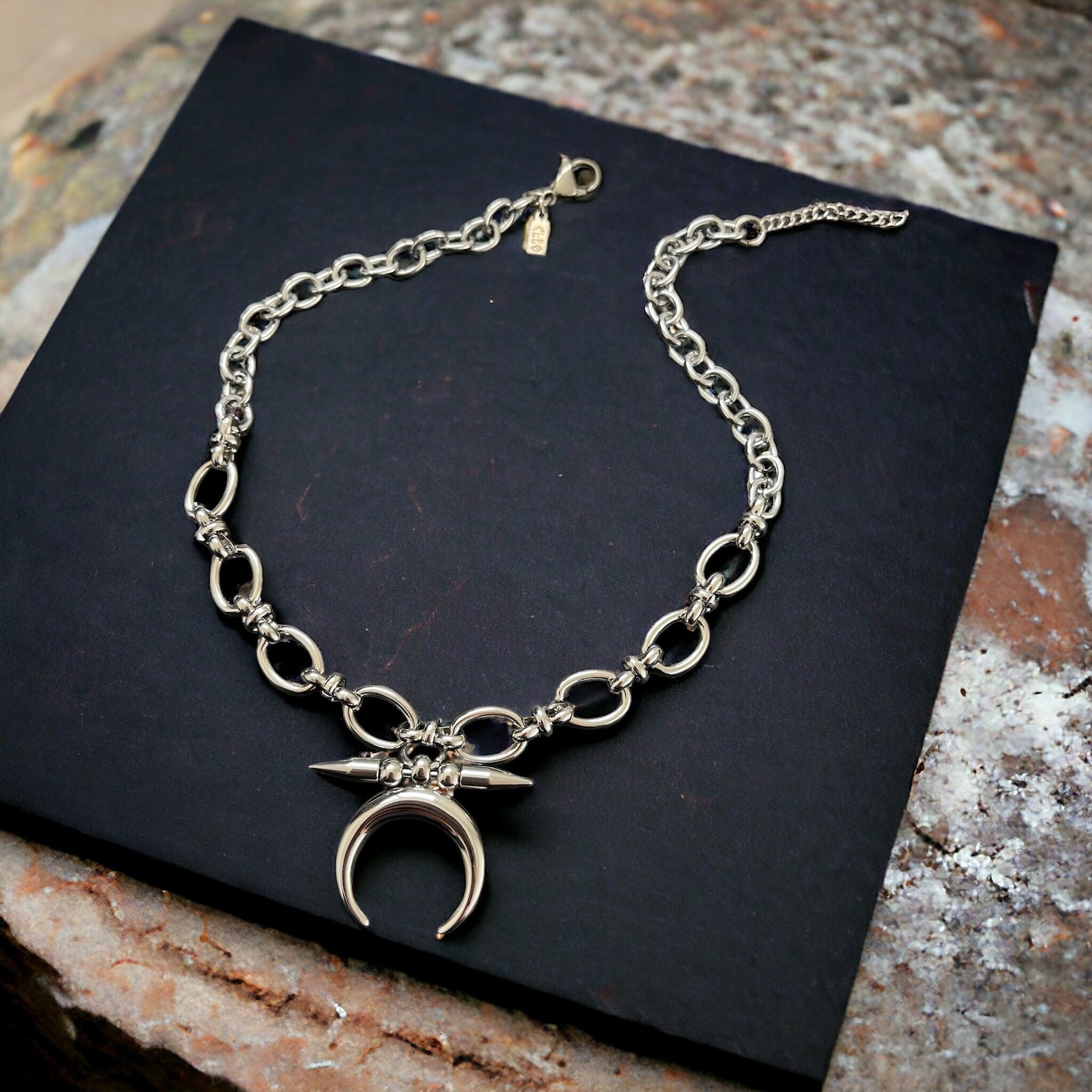 Dark Moon Choker Statement Moon Collar Punk Necklace Goth Choker Witch ...