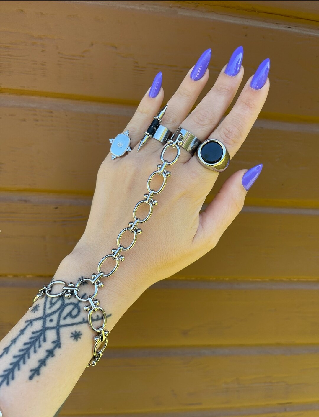 Silver Hand Chain Bracelet | Finger Bracelet | Hand Jewelry - Etsy