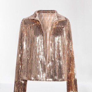 Sparkling Sequin Jackets for Women Boho Tasseled Coats in Vintage ...