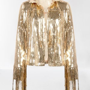 Sparkling Sequin Jackets for Women Boho Tasseled Coats in Vintage ...