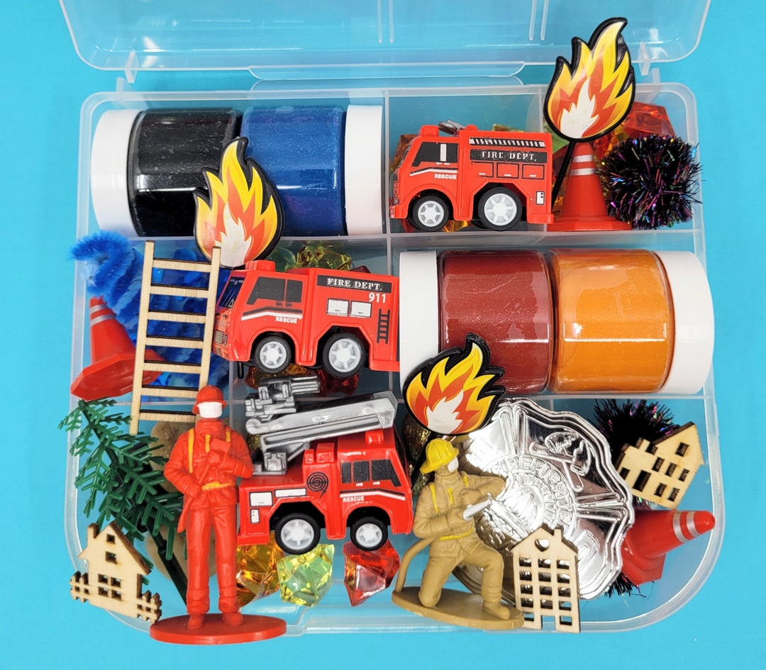 Fire Truck Playdough Kit, Sensory Kit, Playdoh Kit, Firefighter, Busy ...
