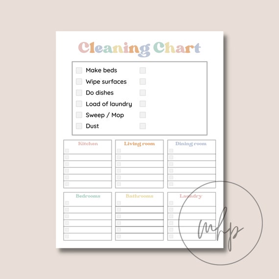 Editable Cleaning Chart I Digital Download I Planner | Etsy