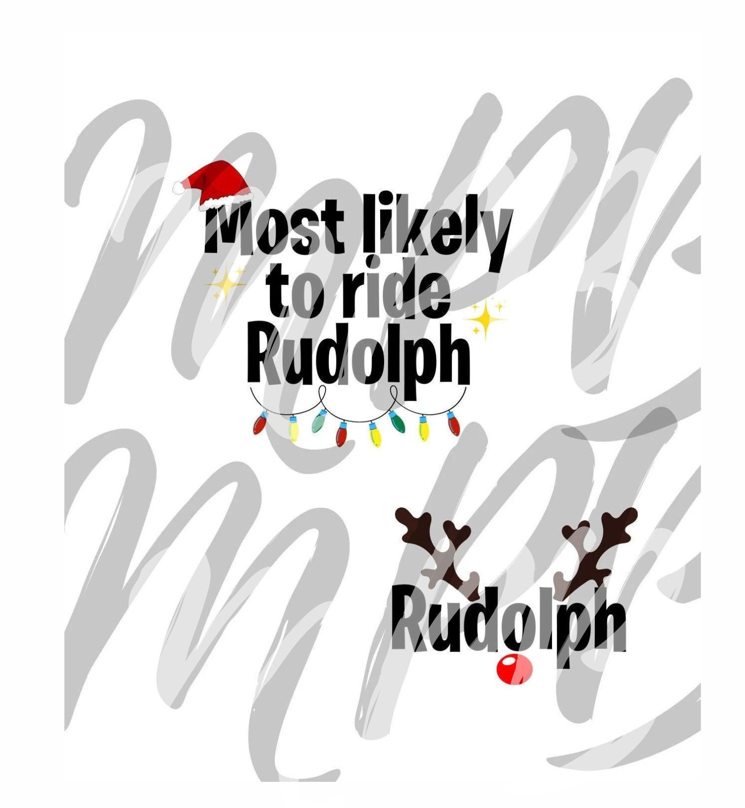 Rudolph Couple SVG and PNG Black and White Font - Etsy