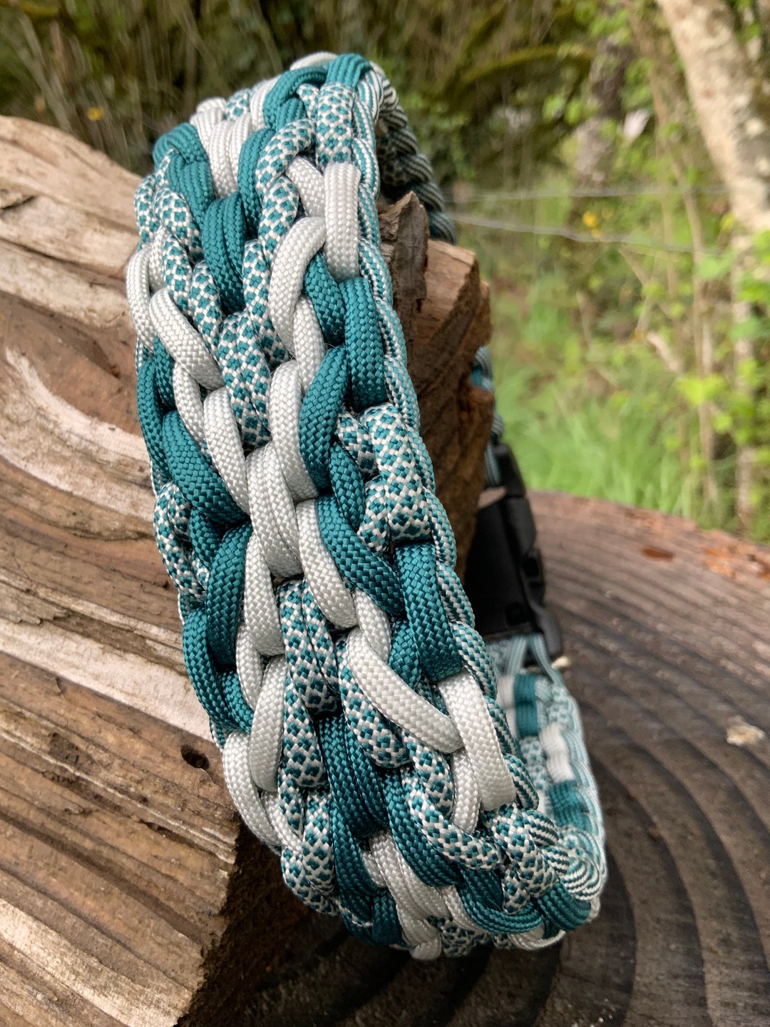 Braided Dog Collar- Silver and Teal Running Arrows - Etsy