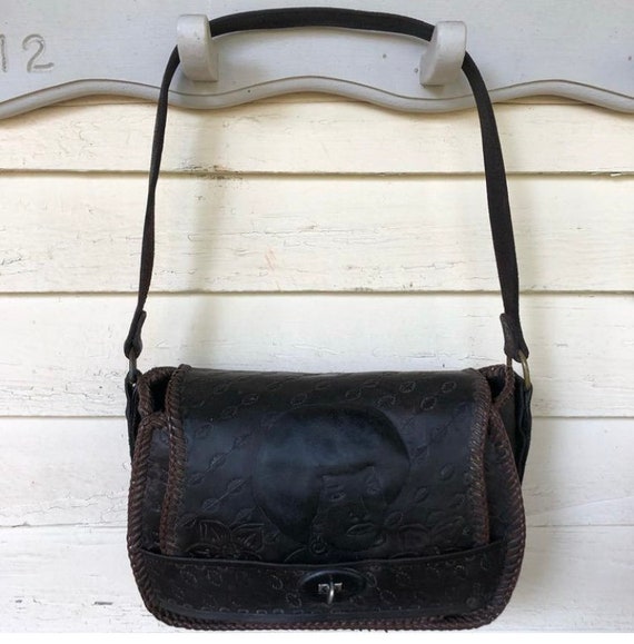 Tooled leather Power to the People purse - Gem