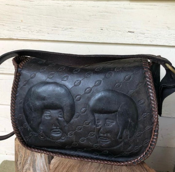 Tooled leather Power to the People purse - Gem