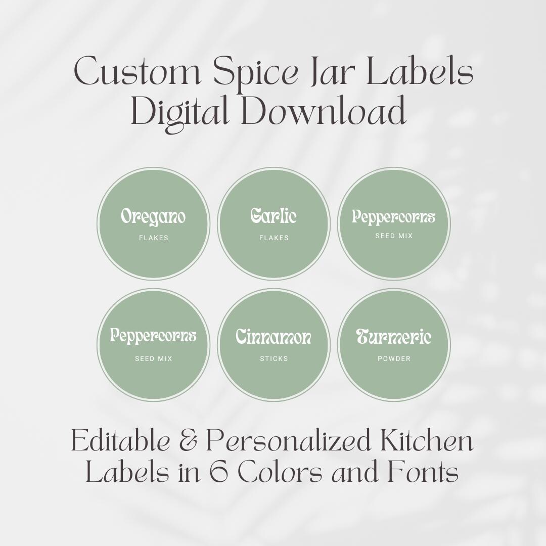 Custom Spice Jar Labels – Digital Download | Editable & Personalized ...