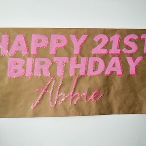 Custom Painted Birthday Banner, Kraft Banner - Etsy
