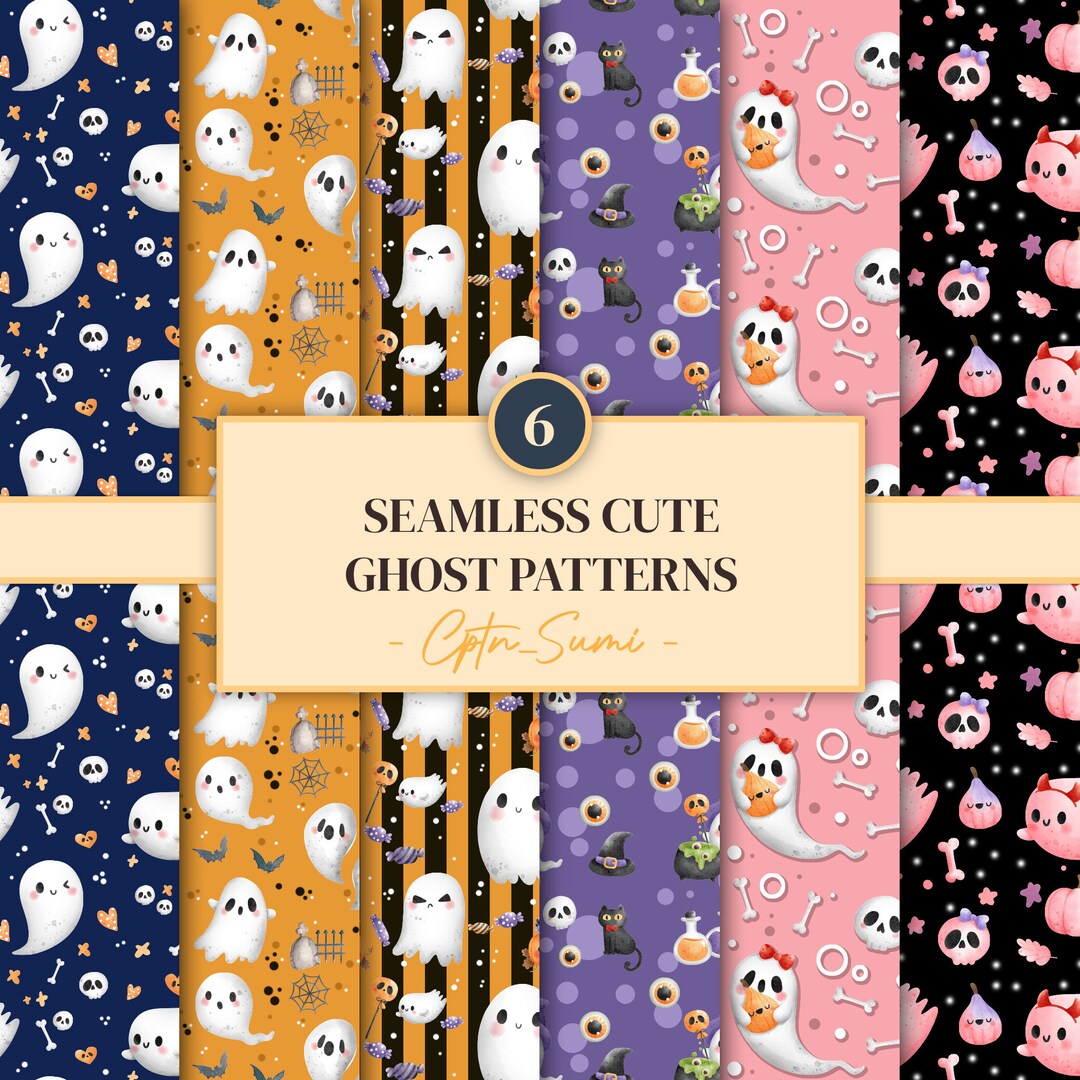 Cute Ghost Seamless Pattern | Halloween Digital Paper (JPG) - Etsy