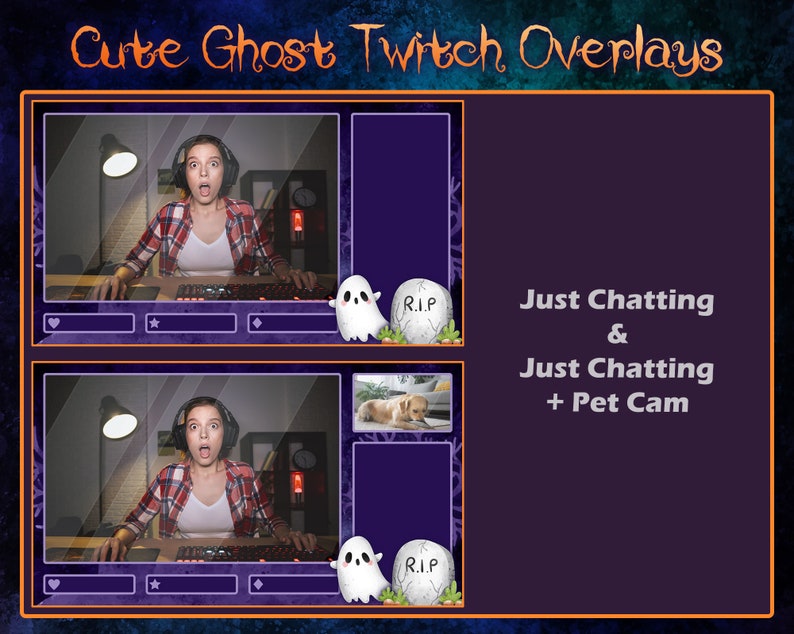 Cute Ghost Overlays Twitch Streamer Overlays & Scenes Twitch Streamer ...