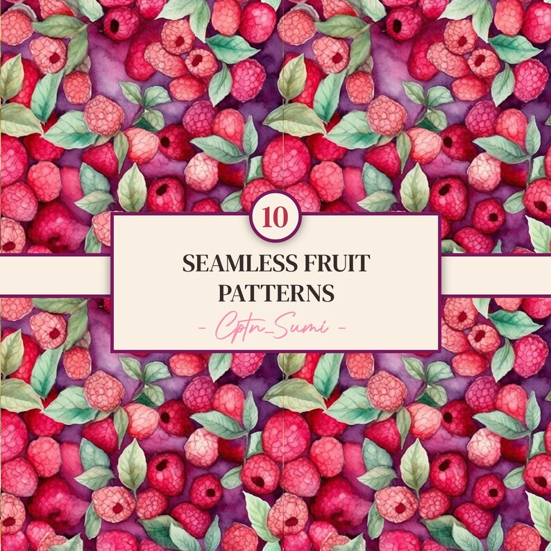 Watercolor Fruit Seamless Patterns, Colorful Digital Paper (1024x1024 ...