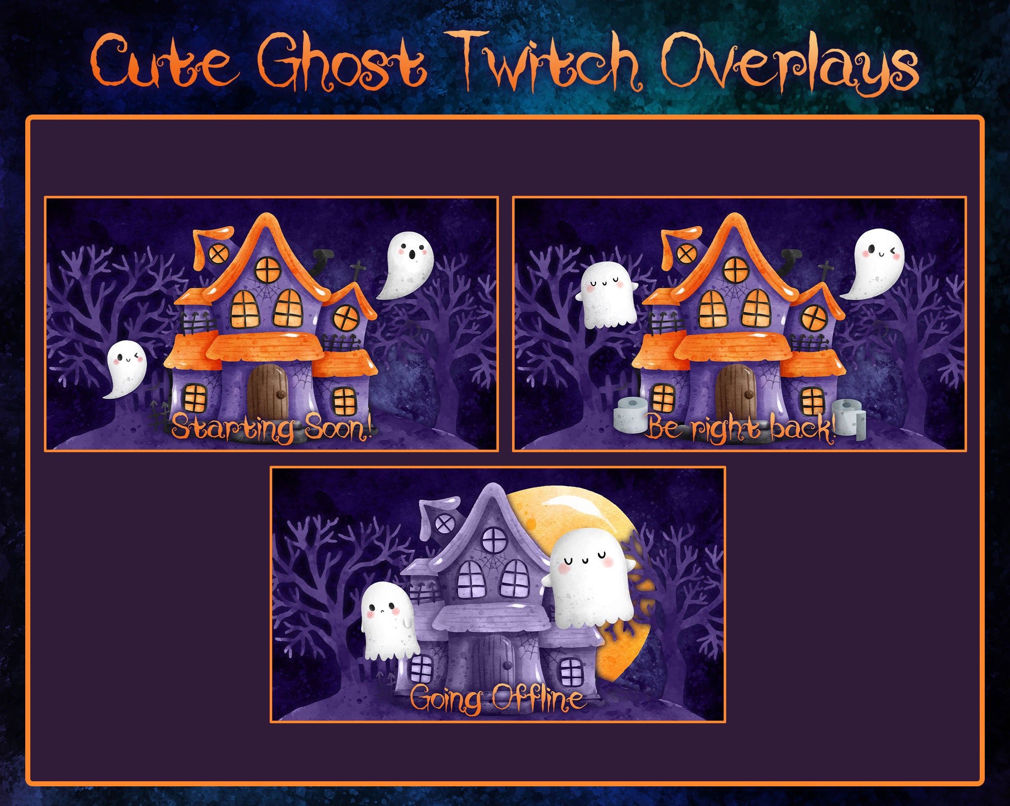 Cute Ghost Overlays Twitch Streamer Overlays & Scenes Twitch Streamer ...