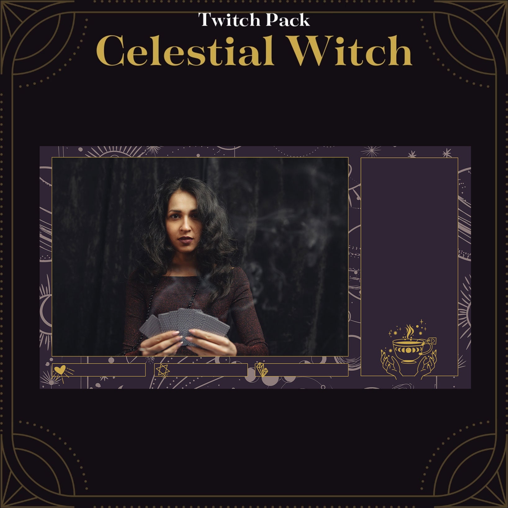 Animated Celestial Witchy Twitch Stream Overlay | Tarot Theme - Etsy