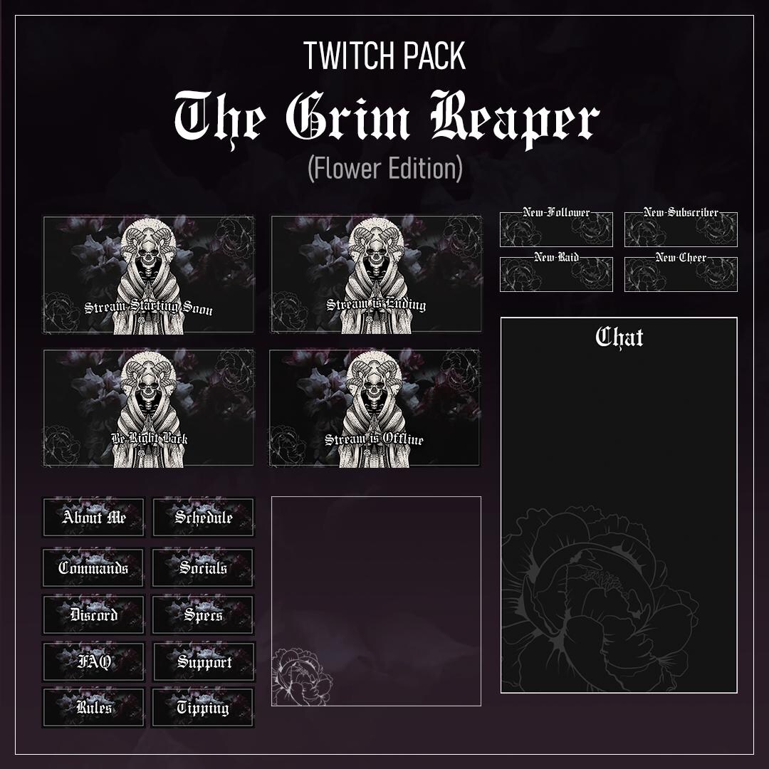 Grim Reaper Floral Twitch Stream Overlay | Horror Theme | Gothic ...