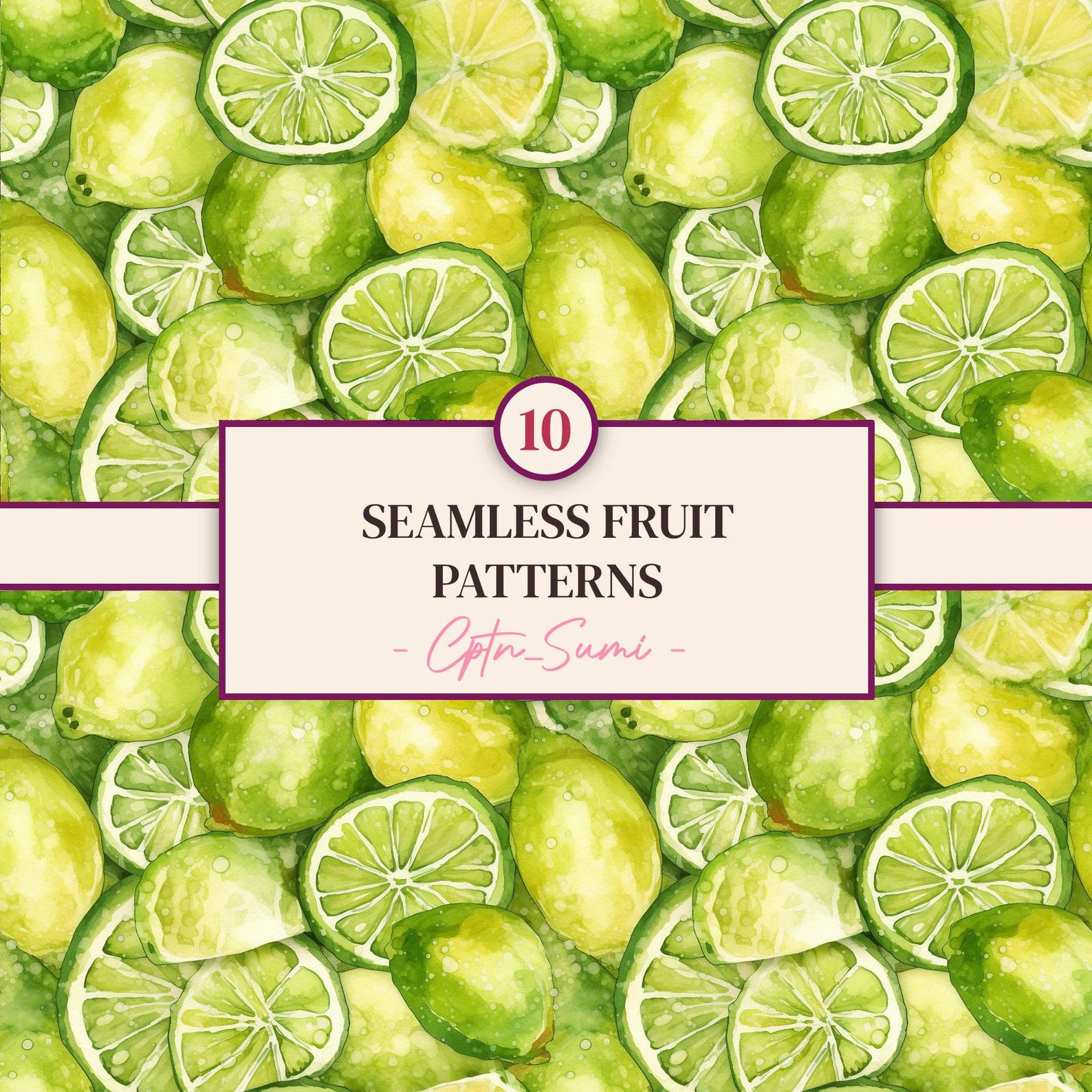 Watercolor Fruit Seamless Patterns, Colorful Digital Paper (1024x1024 ...