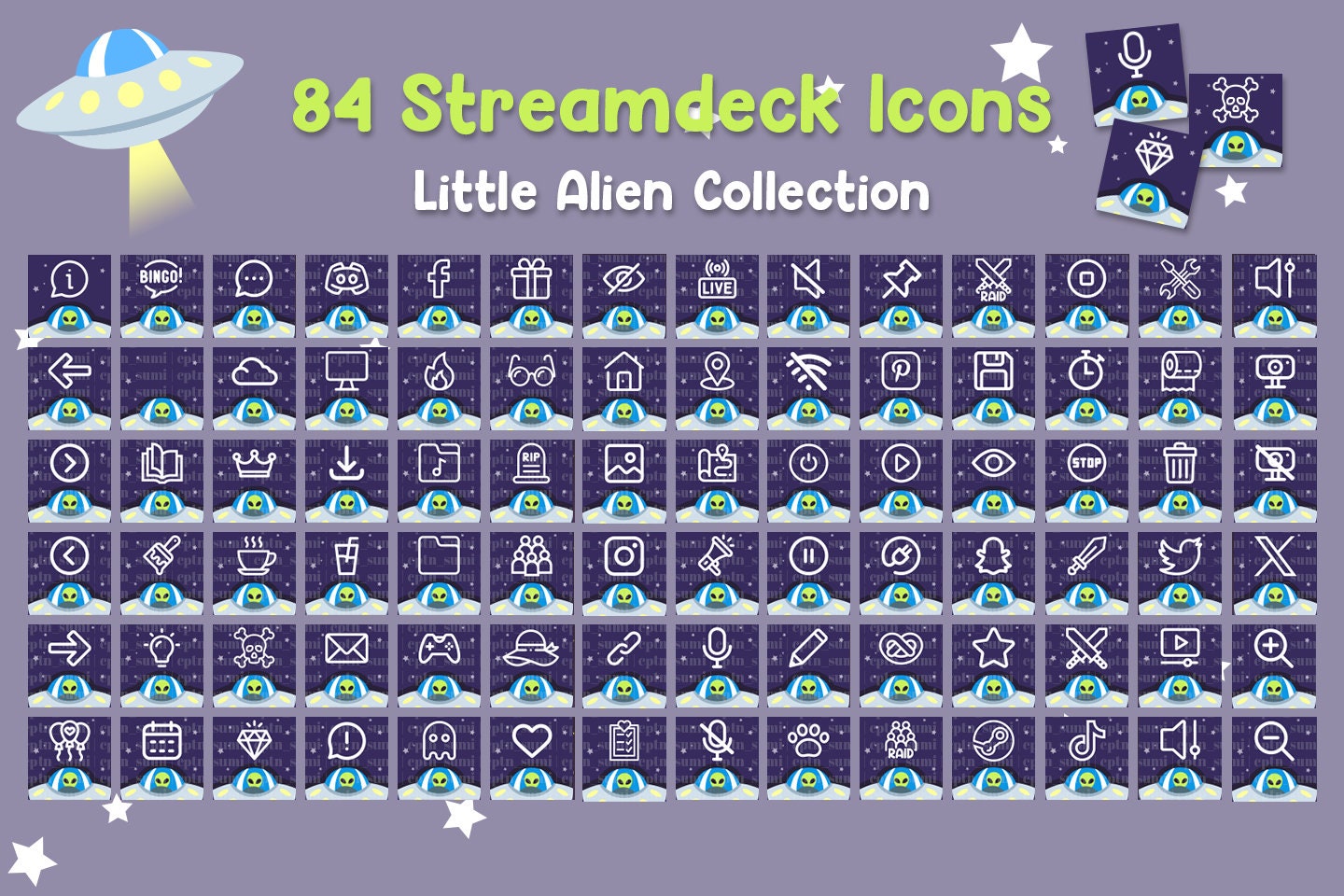 Stream Deck Icons | Stream Deck Buttons | Little Alien Collection | 84 ...
