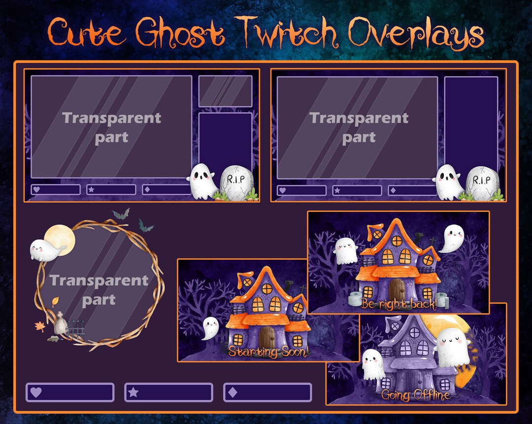 Cute Ghost Overlays Twitch Streamer Overlays & Scenes Twitch Streamer ...