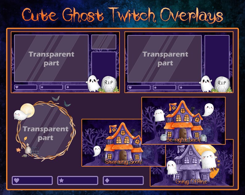 Cute Ghost Overlays Twitch Streamer Overlays & Scenes Twitch Streamer ...