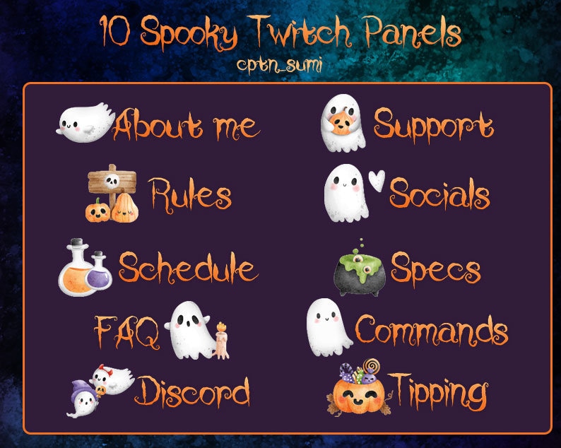 Cute Ghost Twitch Panels | Halloween Streamer Bundle (digital Download ...