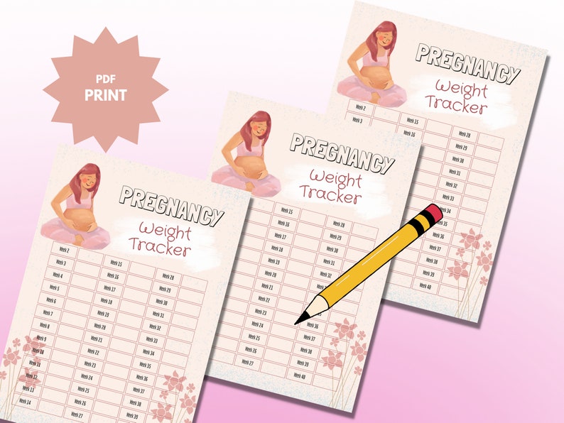 Pregnancy Weight Tracker Printable Pregnancy Weight Gain - Etsy