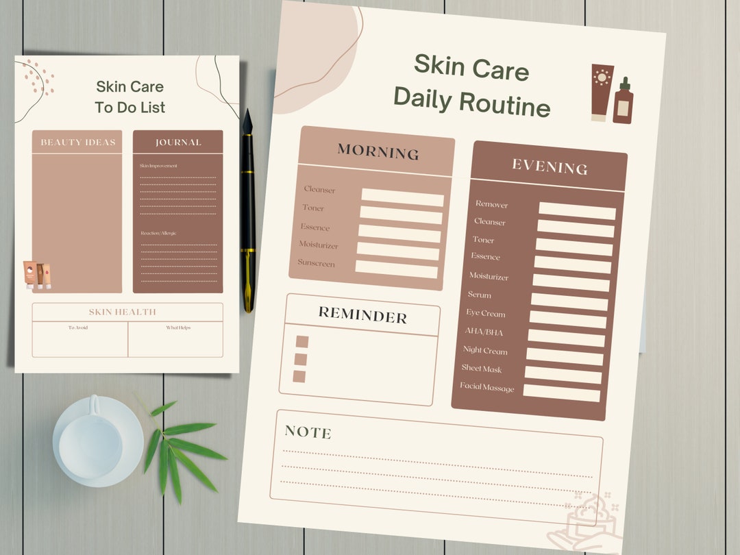 Skincare Routine Tracker Printable, Skincare Tracker, Beauty Journal ...