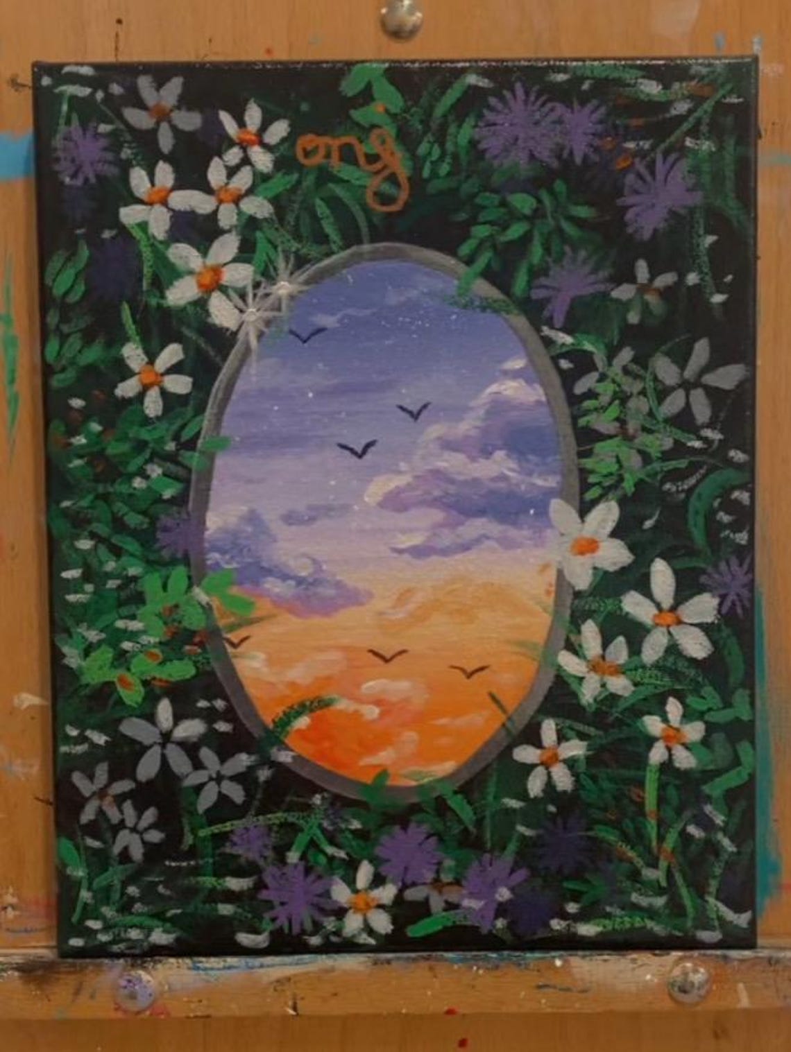 Mirrored Flower Field Acrylic Painting - Etsy