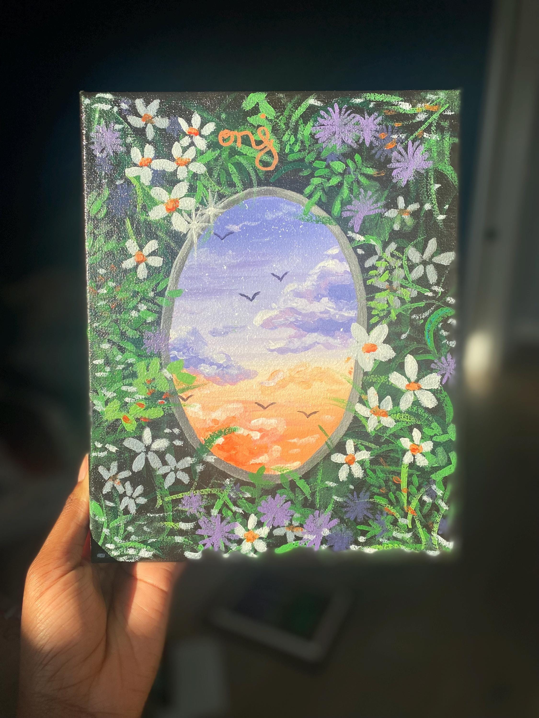 Mirrored Flower Field Acrylic Painting - Etsy