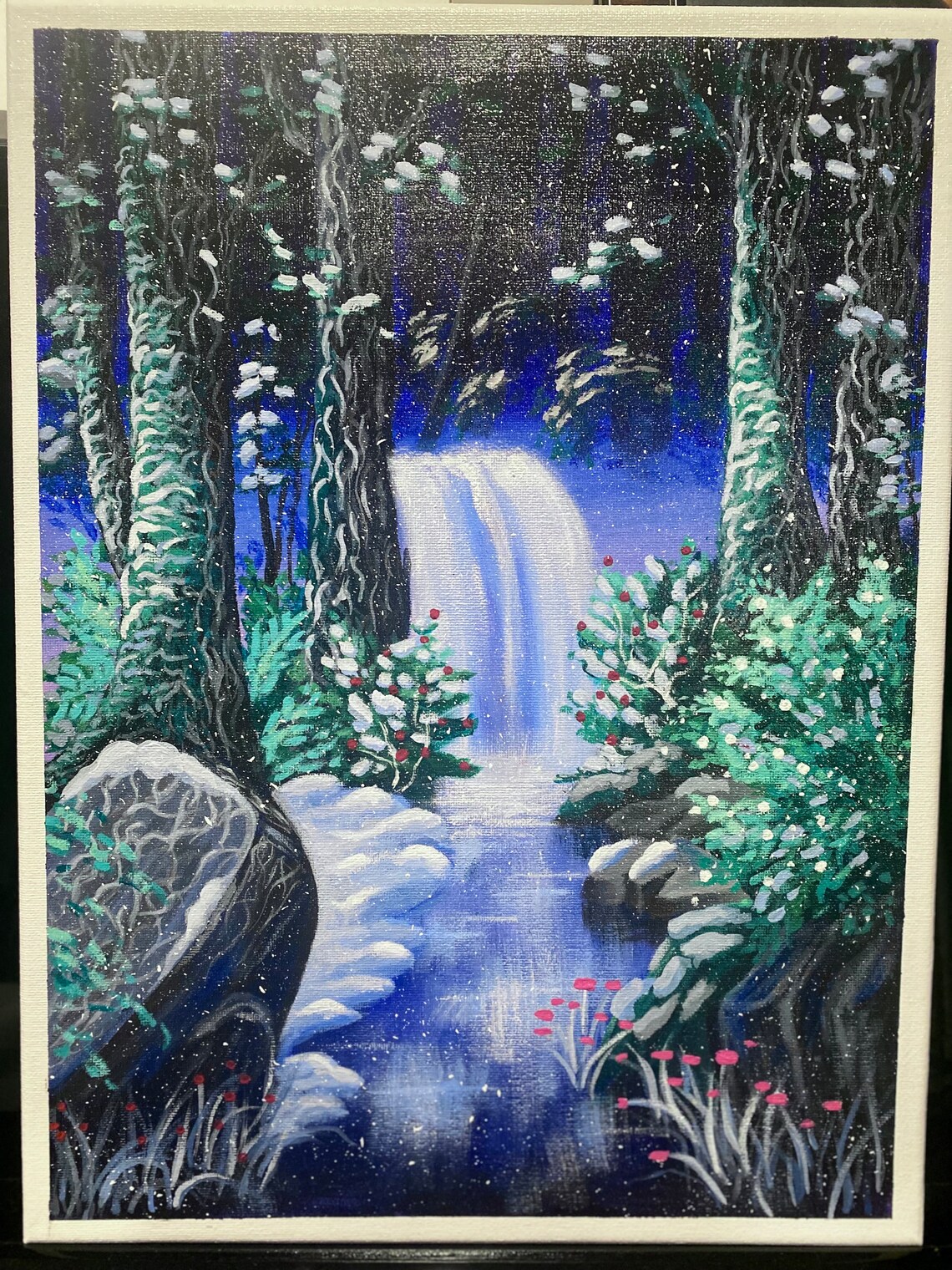3 Seasons Waterfall Acrylic Painting Set - Etsy