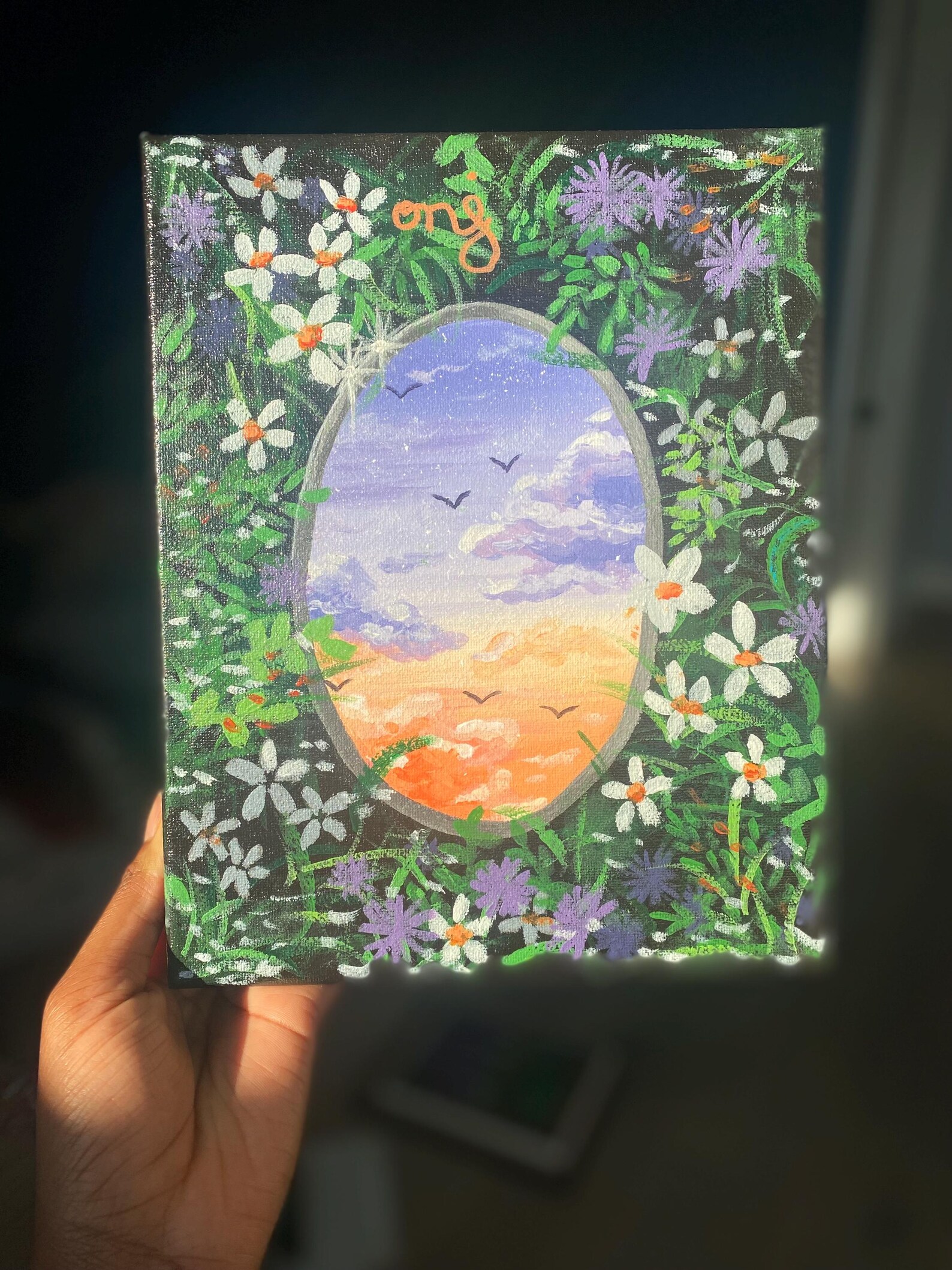 Mirrored Flower Field Acrylic Painting - Etsy