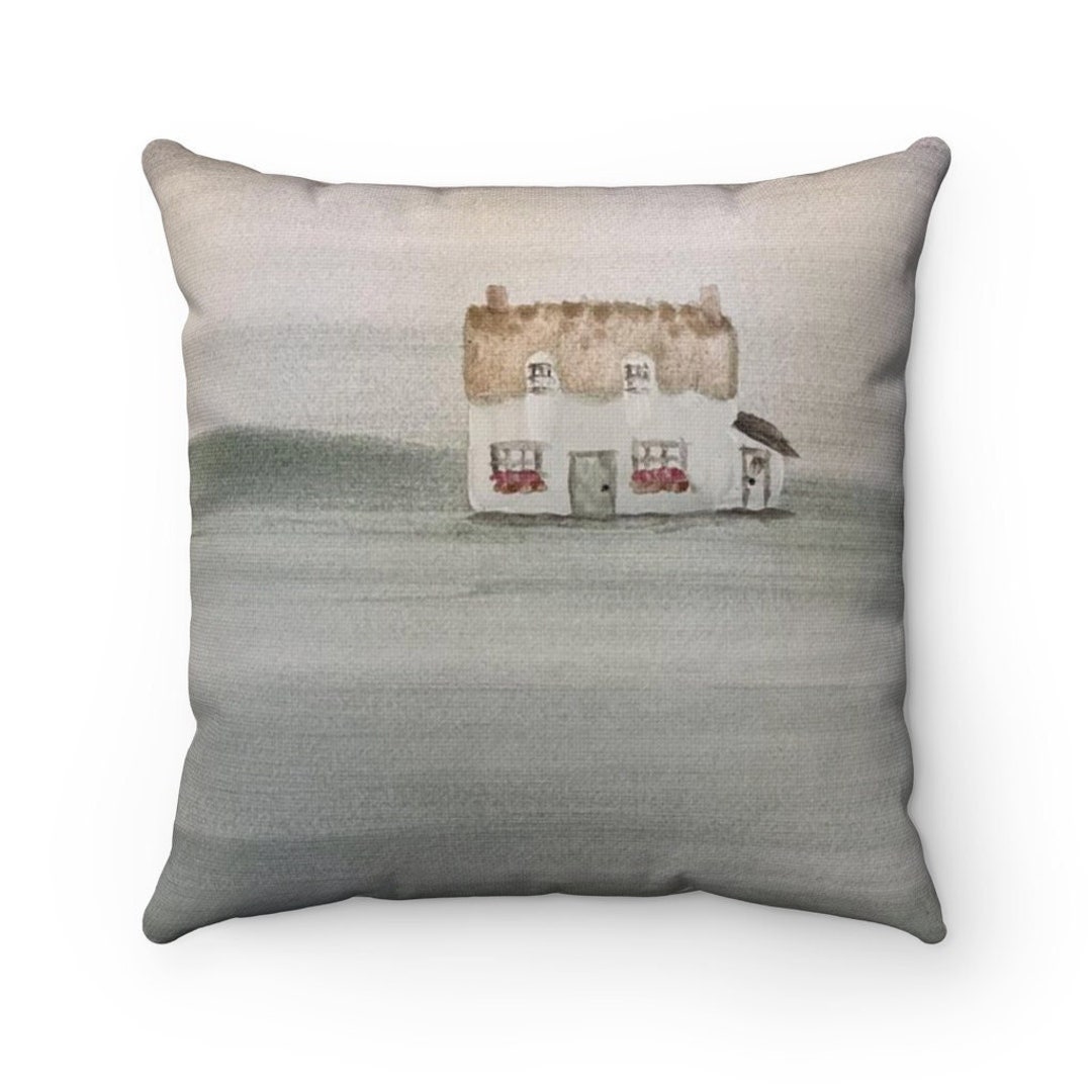 English Thatched Cottage Throw Pillow, Cute Throw Pillow, Cottage Life ...