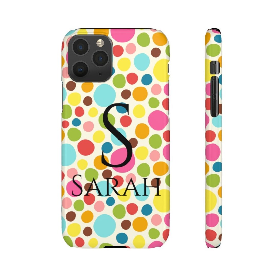 Personalised Initial and Name Cell Phone Case, Custom Polka Dot Cell ...