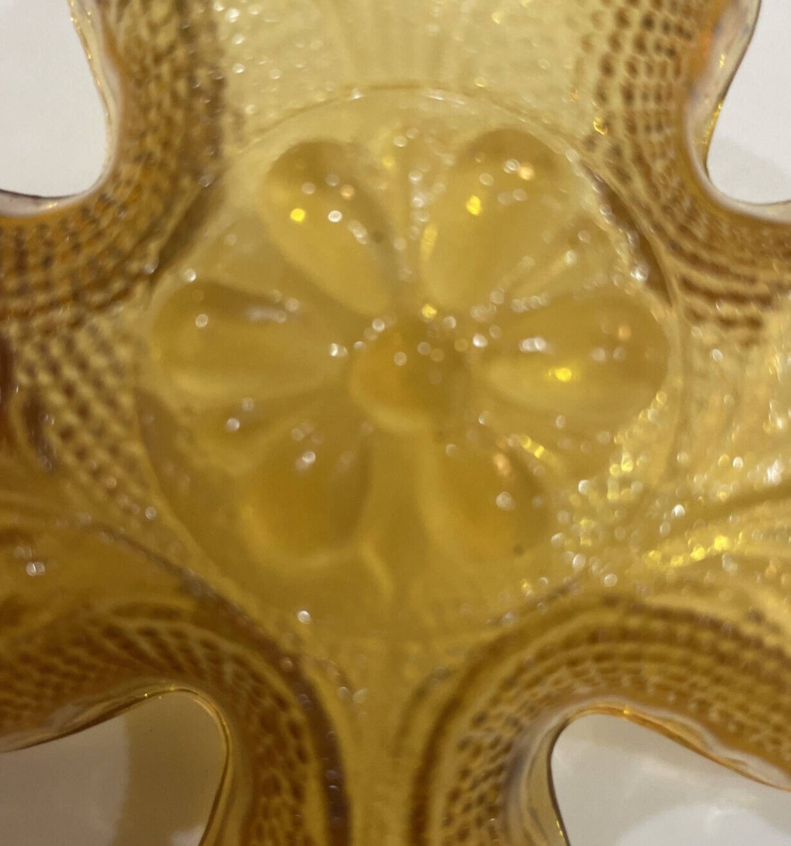 Indiana Glass Tiara Amber Trinket Ring Nut Dish Clover Club Shape ...