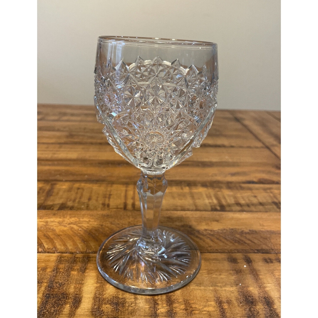 EAPG Vintage US Glass Comet in the Stars Water Wine Goblet 6.5" EUC - Etsy