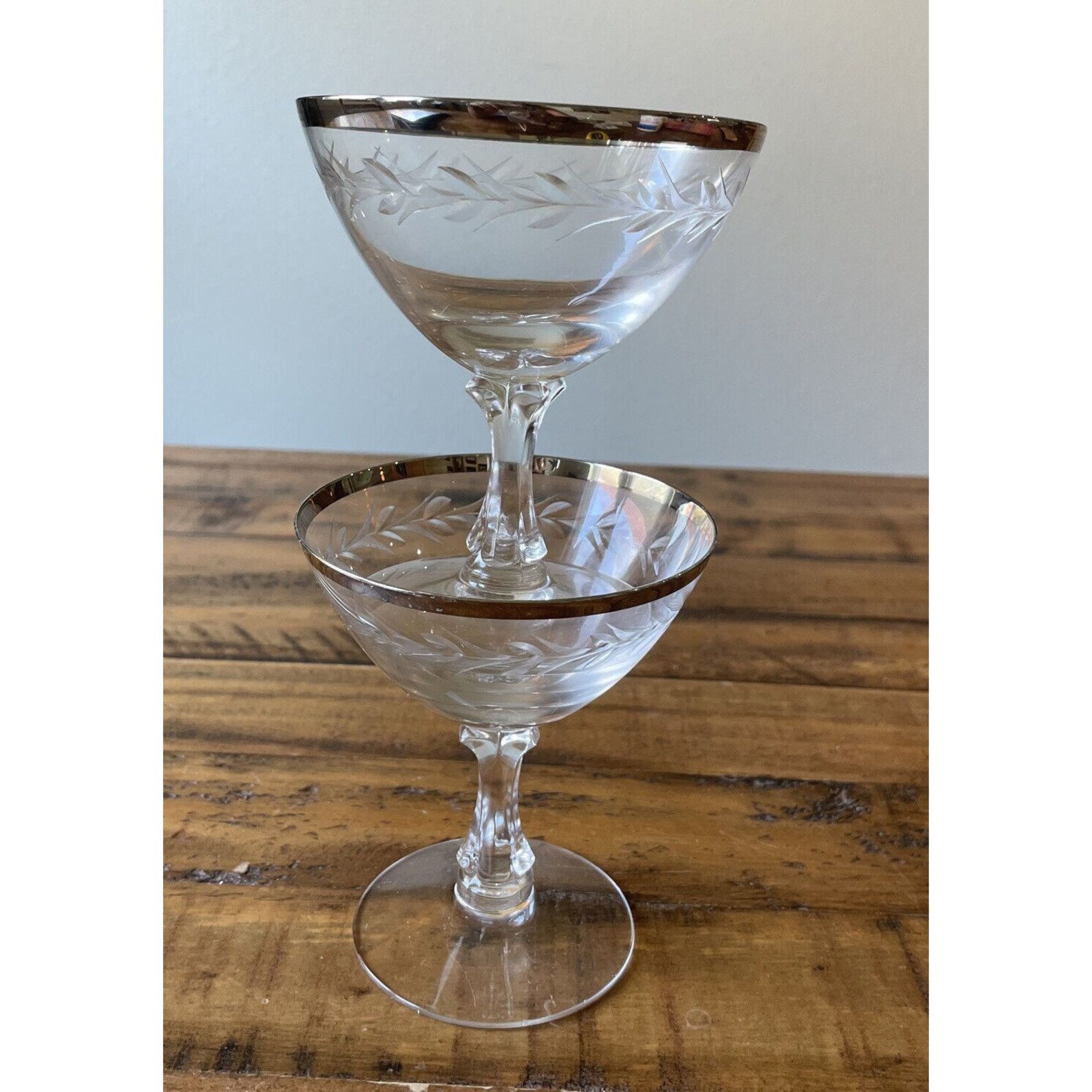 Fostoria “holly” Platinum Rim Crystal Champagne Sherbet Glasses (2) 4 1/2" EUC - Etsy
