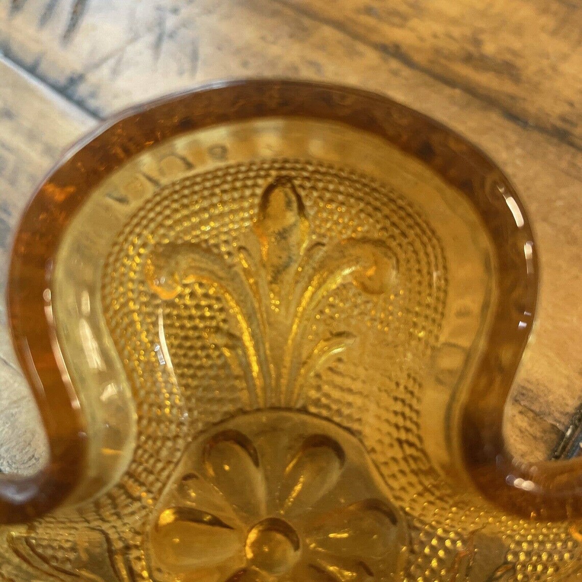 Indiana Glass Tiara Amber Trinket Ring Nut Dish Clover Club Shape ...