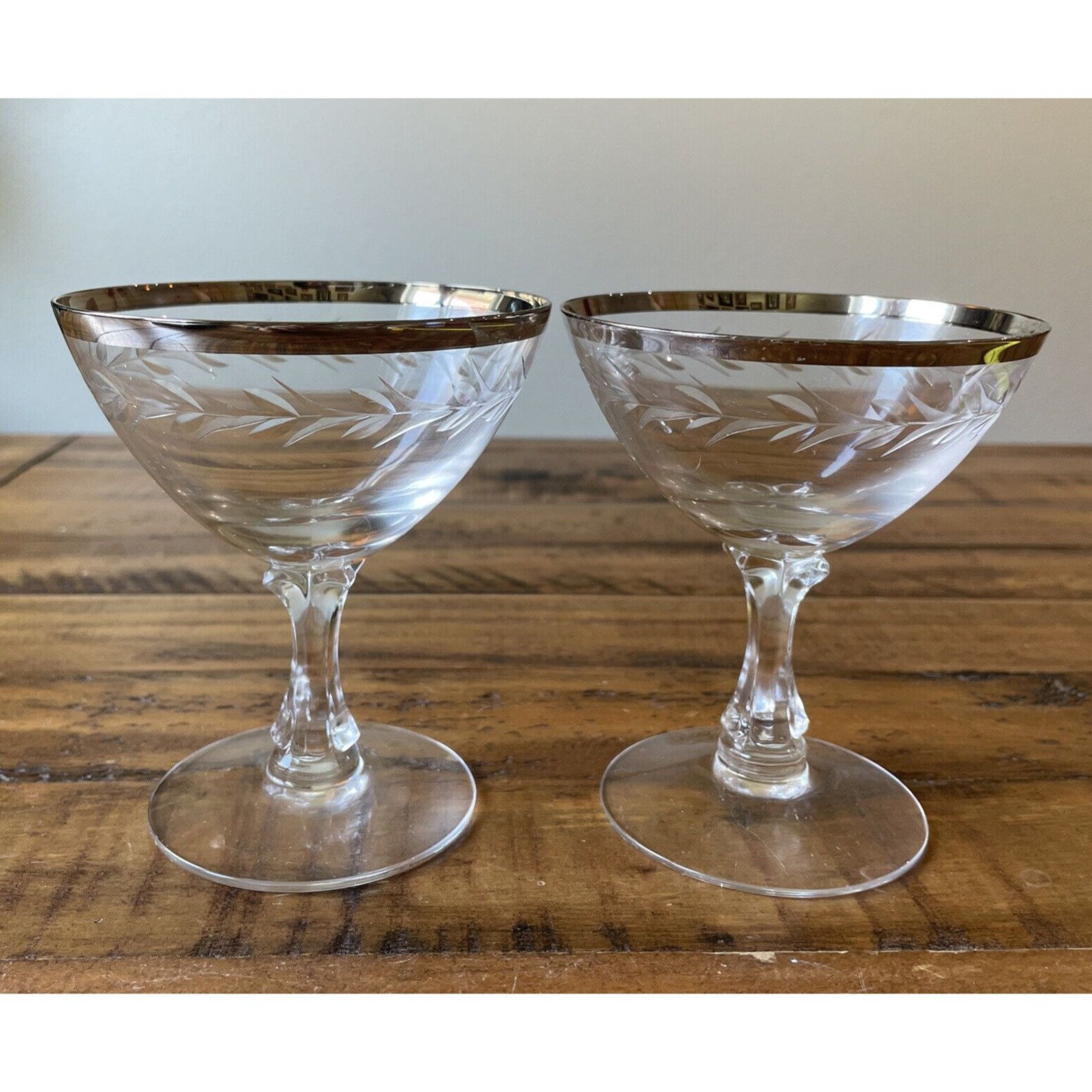 Fostoria “holly” Platinum Rim Crystal Champagne Sherbet Glasses (2) 4 1/2" EUC - Etsy