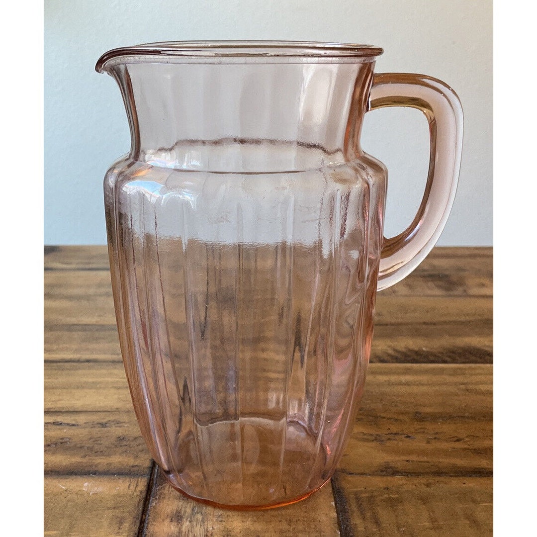 Vintage Pink Depression Glass Pitcher Pillar Optic Pink by - Etsy