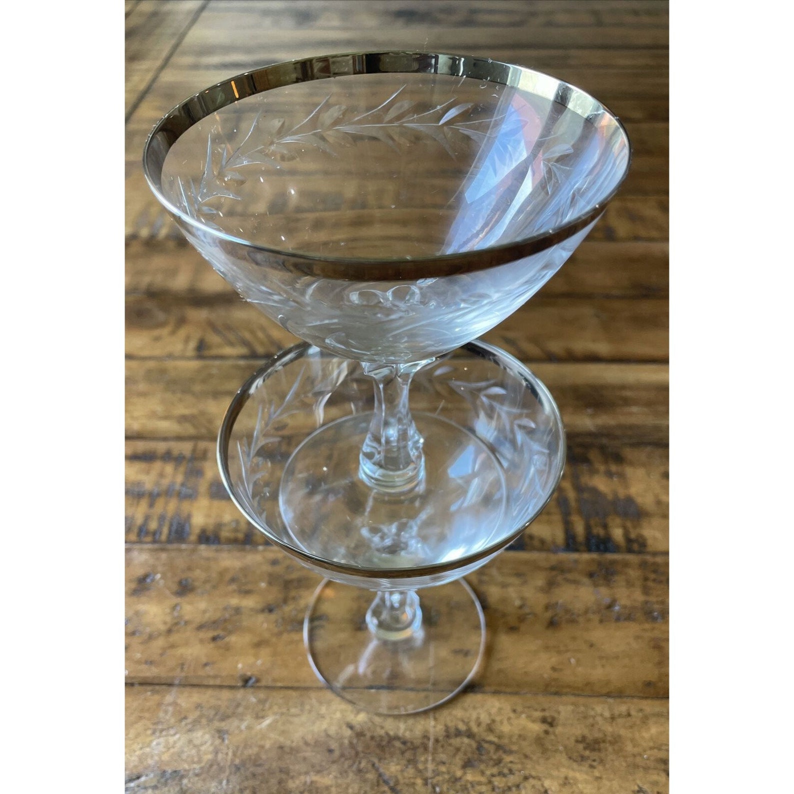 Fostoria “holly” Platinum Rim Crystal Champagne Sherbet Glasses (2) 4 1/2" EUC - Etsy