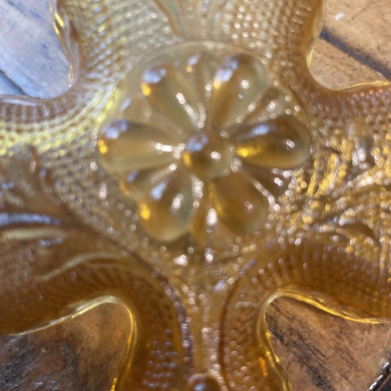 Indiana Glass Tiara Amber Trinket Ring Nut Dish Clover Club Shape ...
