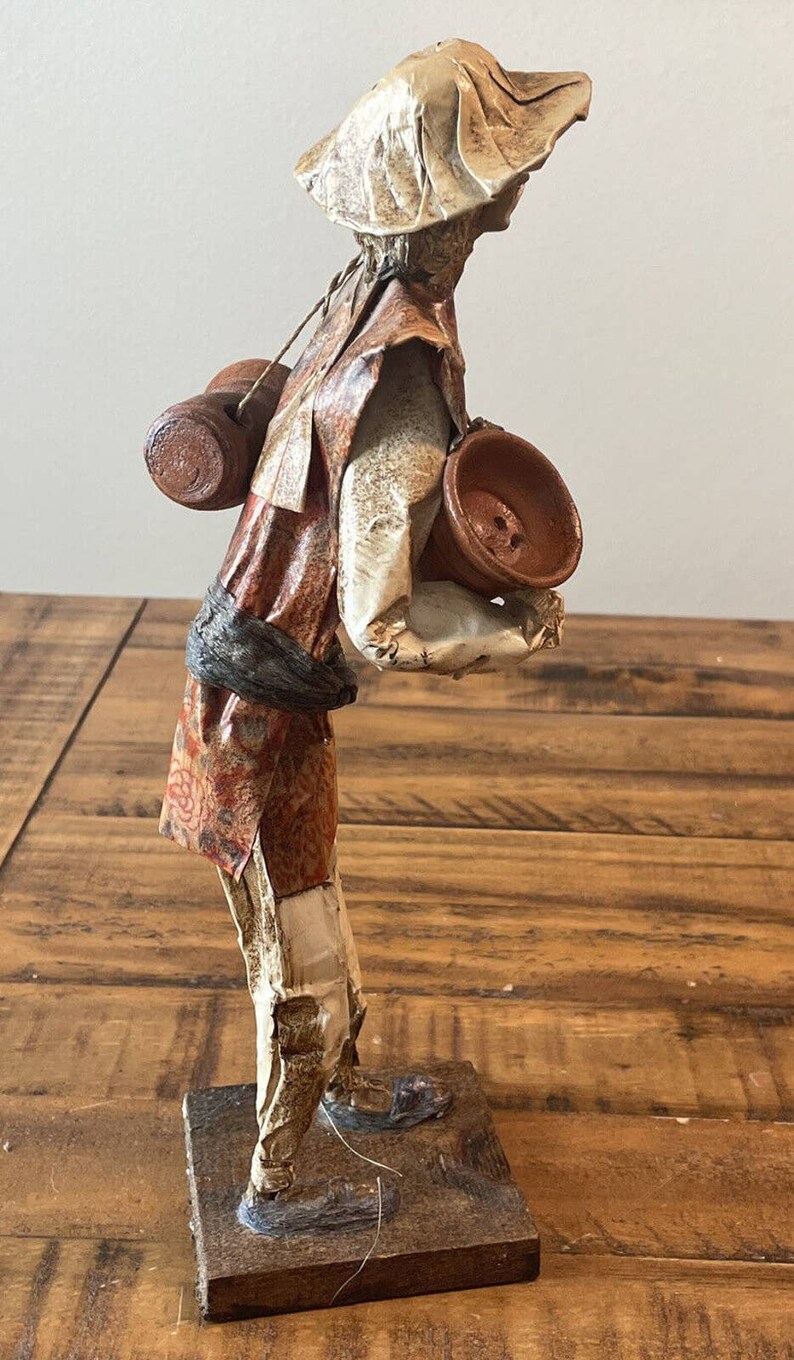 Vintage Mexican Paper Mache Folk Art Figure, Old Man , Wood Base/13 ...