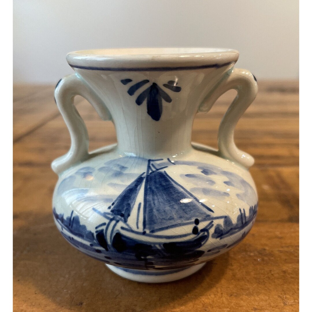 Vintage Delft Blue Ware Miniature Vase Hand Painted England. Mint ...
