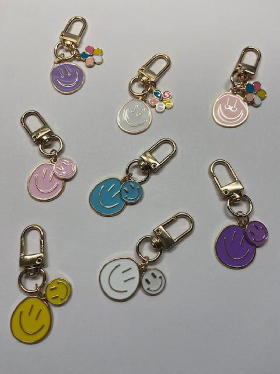 Smiley Face Flower Cash Binder Charm/purse Charms/keychain - Etsy