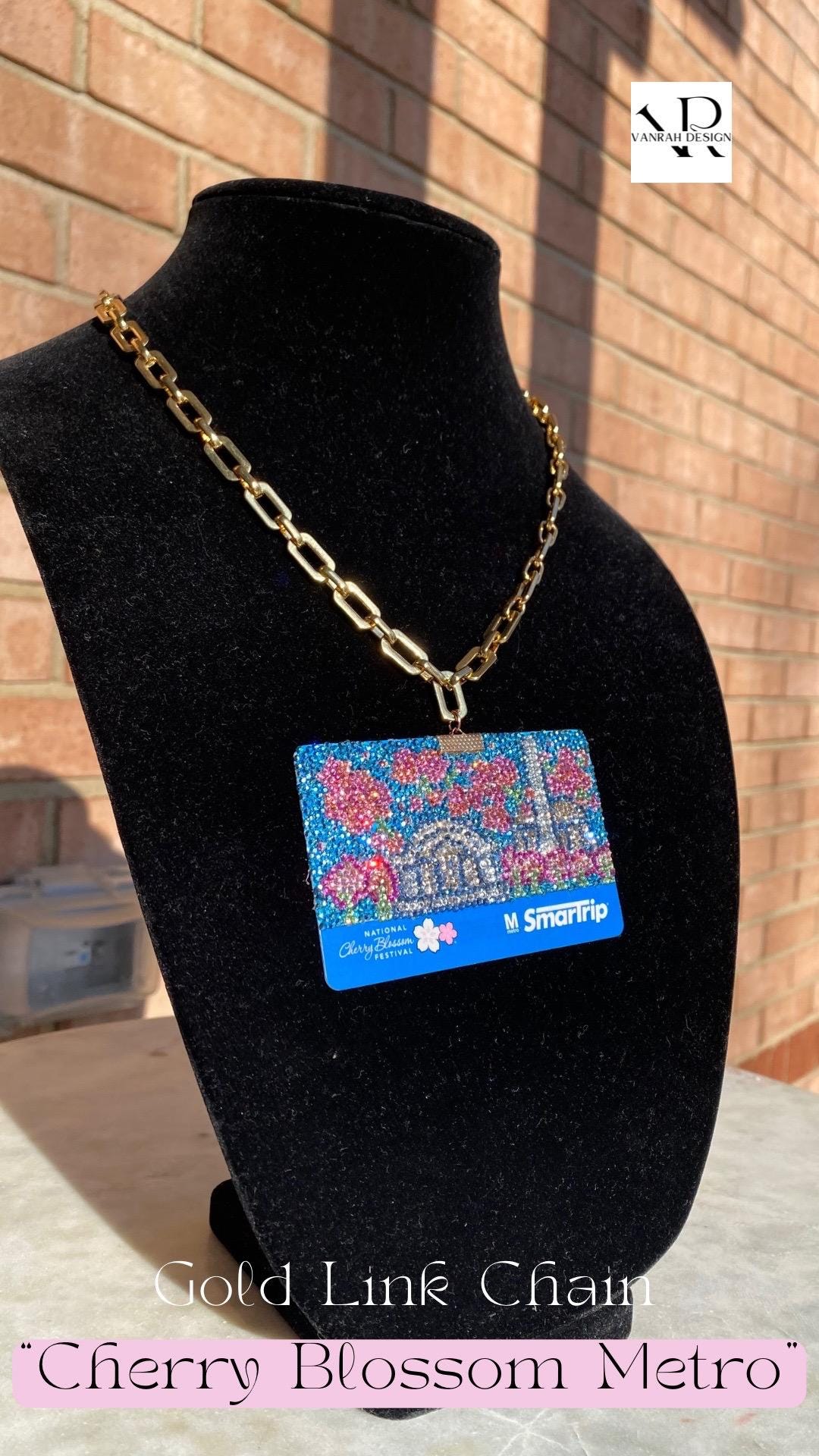 Custom Chains - “cherry Blossom Metro” Bling Metro Card Chain - Etsy