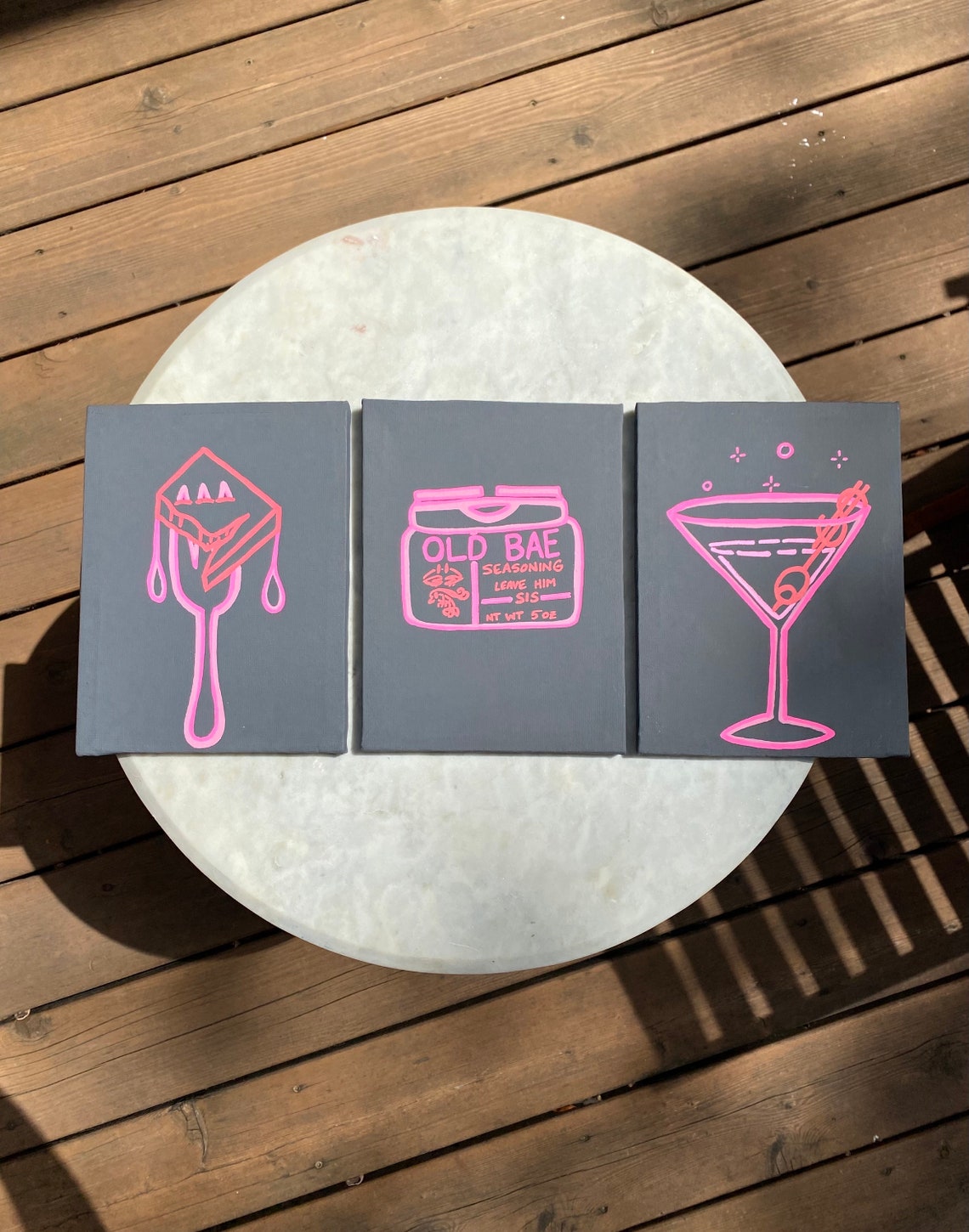 Set of Three Painted Food Art Mini Canvases - Etsy