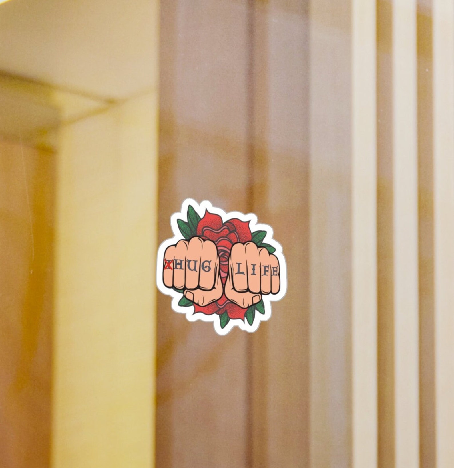 Hug Life Sticker W/ American Traditional Rose | Thug Life to Hug Life ...