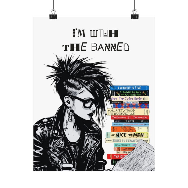Banned Books Matte Poster: Punk Girl Reading Rebellion - Etsy