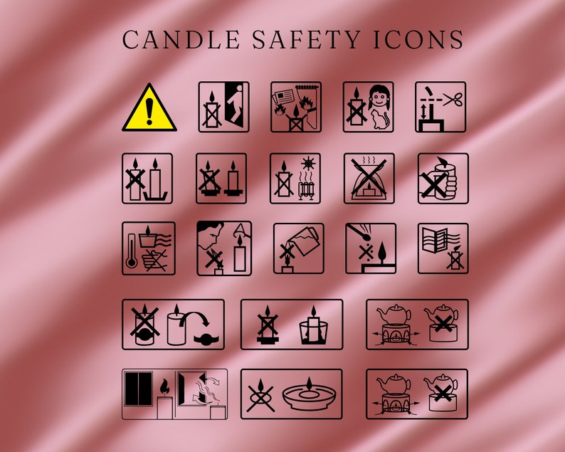 Candle Warning Icons: Safety Symbols SVG, PNG, EPS (digital Download ...