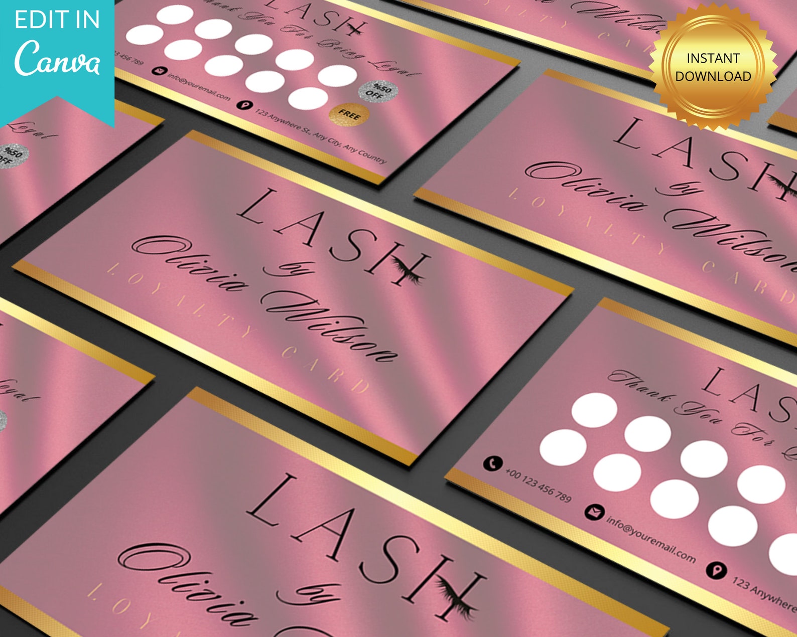 Lash Loyalty Card Template, Small Business Lash Rewards Card Design ...